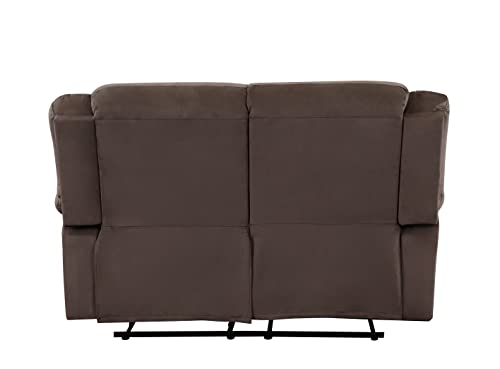 Blackjack Furniture Winthrop 60" Modern Manual Reclining Loveseat, Soft Microfiber Upholstery, Extra Padded Back, Lumbar Support & Smooth Reclining Mechanism, Space-Saving Recliner, Loveseat, Brown