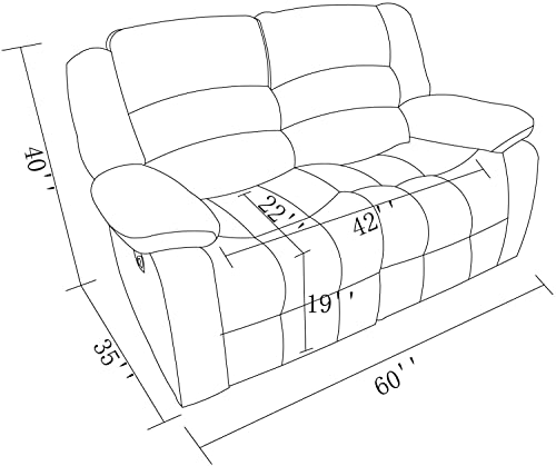 Blackjack Furniture Winthrop 60" Modern Manual Reclining Loveseat, Soft Microfiber Upholstery, Extra Padded Back, Lumbar Support & Smooth Reclining Mechanism, Space-Saving Recliner, Loveseat, Brown
