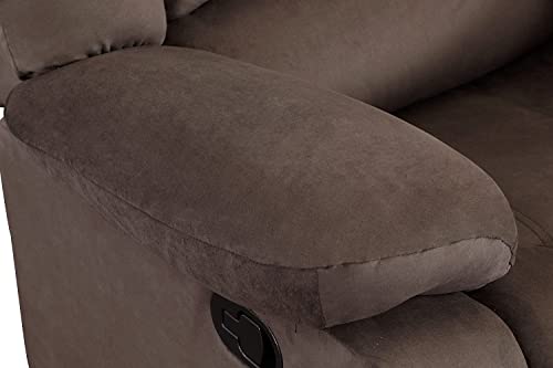 Blackjack Furniture Winthrop 60" Modern Manual Reclining Loveseat, Soft Microfiber Upholstery, Extra Padded Back, Lumbar Support & Smooth Reclining Mechanism, Space-Saving Recliner, Loveseat, Brown