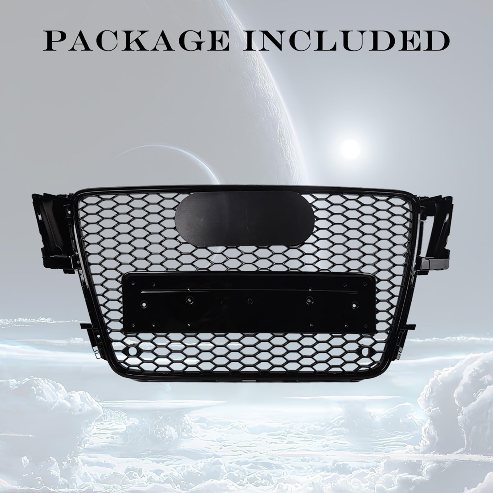 TOPAZ Front Mesh RS5 Style Bumper Hood Hex Grille Black Compatible with 2008-2012 Audi A5/S5 B8 8T