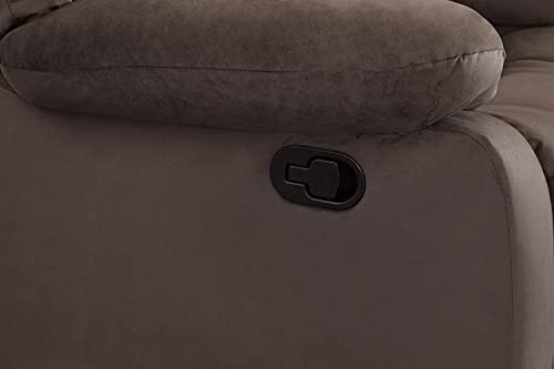 Blackjack Furniture Winthrop 60" Modern Manual Reclining Loveseat, Soft Microfiber Upholstery, Extra Padded Back, Lumbar Support & Smooth Reclining Mechanism, Space-Saving Recliner, Loveseat, Brown