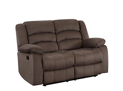 Blackjack Furniture Winthrop 60" Modern Manual Reclining Loveseat, Soft Microfiber Upholstery, Extra Padded Back, Lumbar Support & Smooth Reclining Mechanism, Space-Saving Recliner, Loveseat, Brown