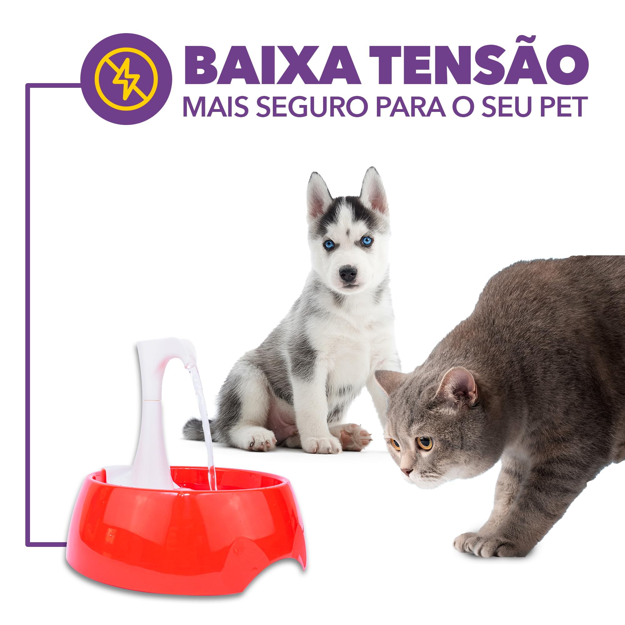 Aqua First Pet Water Fountain - Automatic Drinking Bowl for Cats and Dogs - Light and Portable - Replaceable Filters - Ergonomic Design - 1.2L/42 fl oz - Red