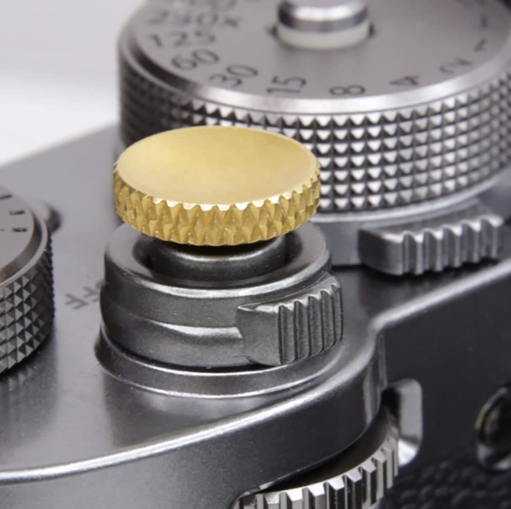 Foto&Tech Soft Shutter Release Button Compatible with Fuji Fujifilm X-T5 X-T4 X-T3 X-T30 X-T30 II X-T20 X-PRO3 X100V X100F X-E4 X-E3 RX1R II RX10 IV III Leica M10 M9 Nikon Df F3 (3PC, Gold +Ridges)