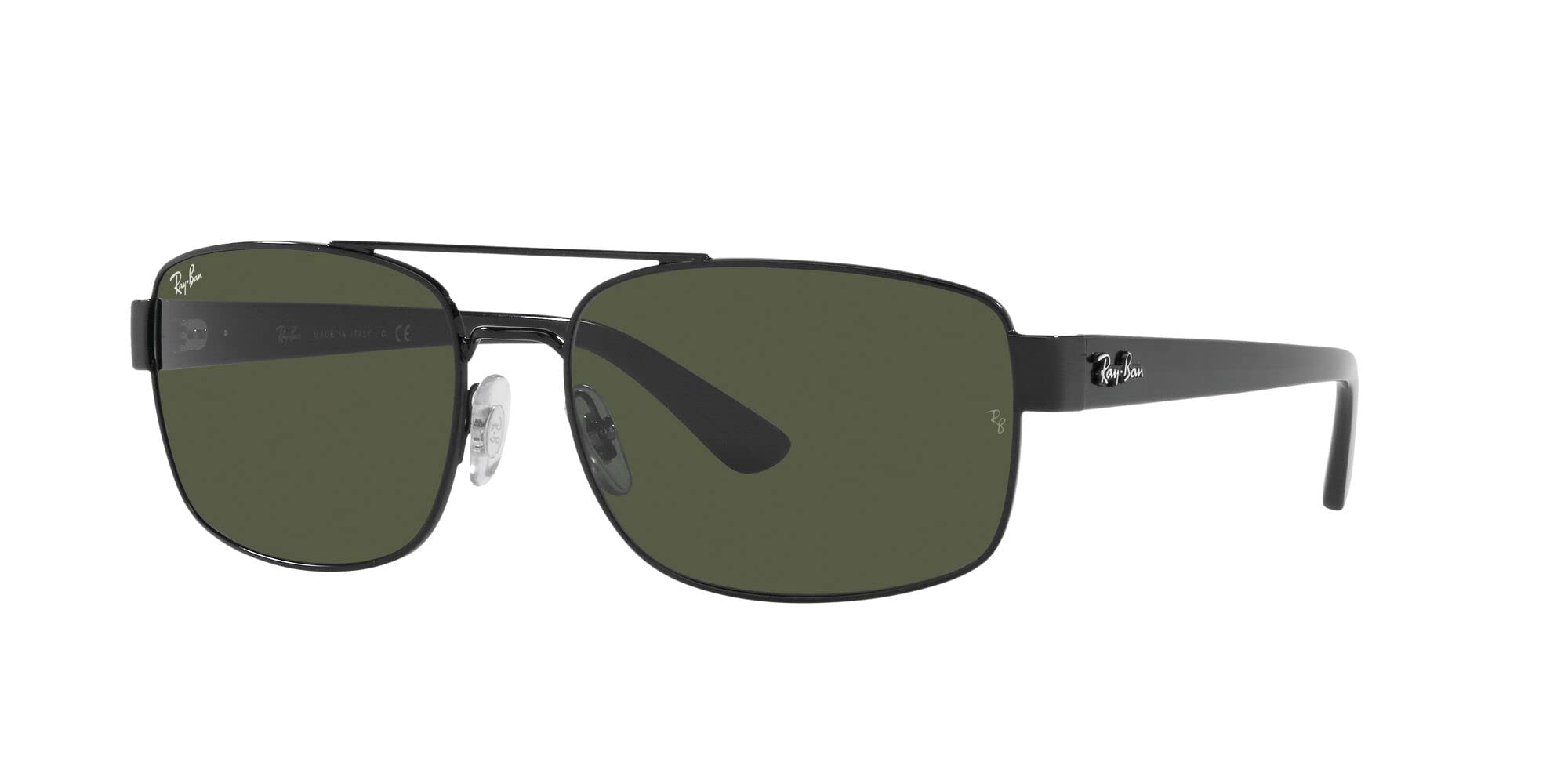 Ray-Ban Men's RB3687 Square Sunglasses, Black/Green, 61 mm