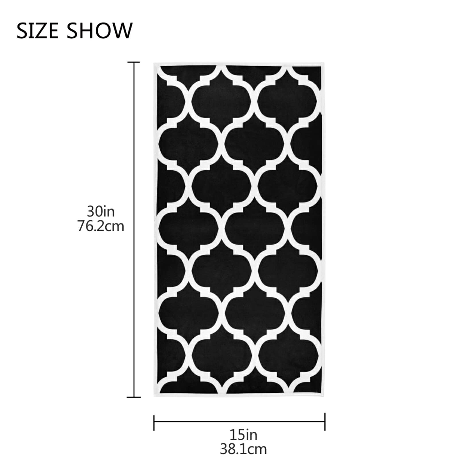 Bath Towels Hand Towels for Bathroom Washcloths Face Cloths Cotton Geometric Moroccan Black Decorative Absorbent Soft 30x15in