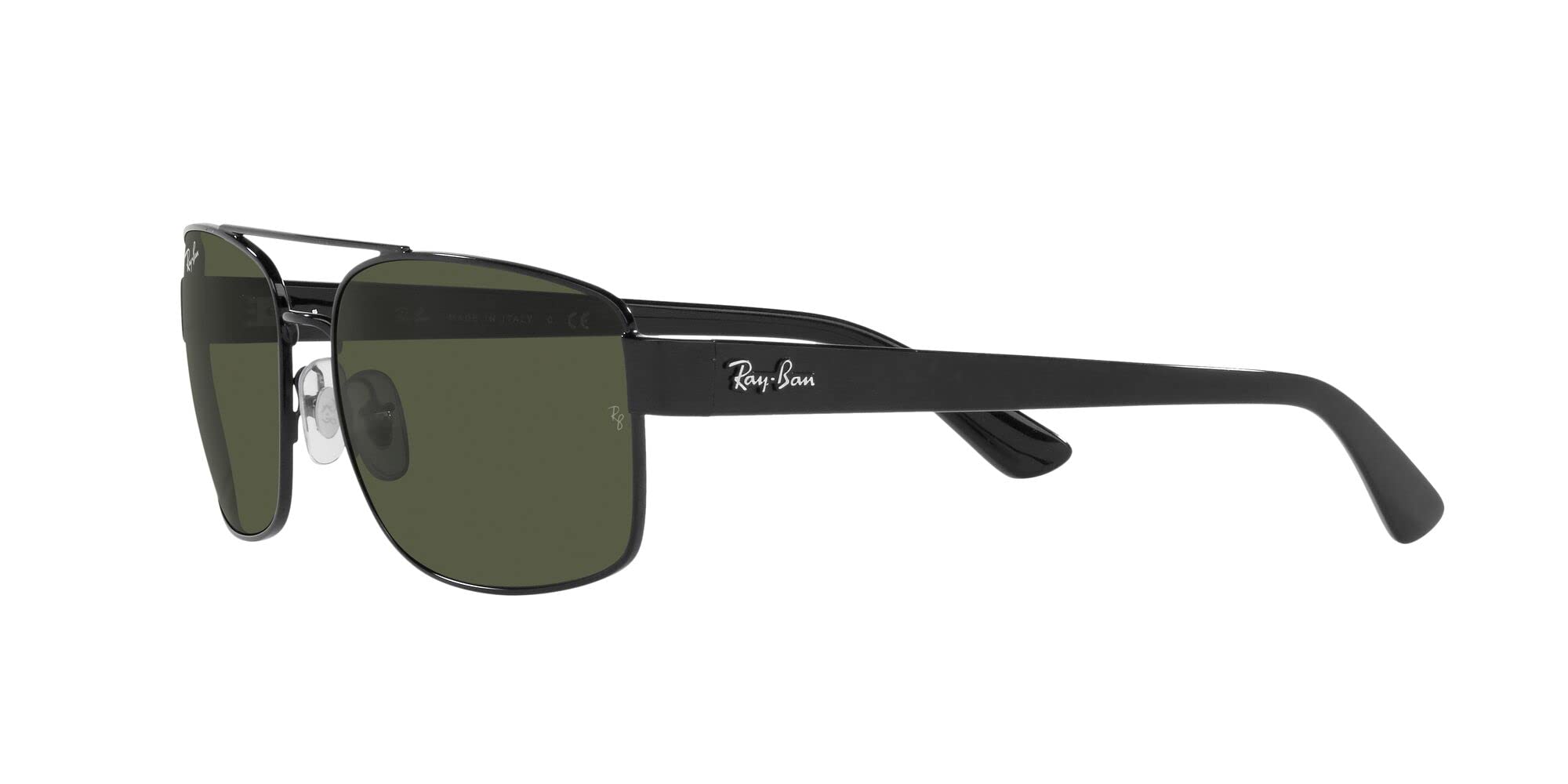 Ray-Ban Men's RB3687 Square Sunglasses, Black/Green, 61 mm