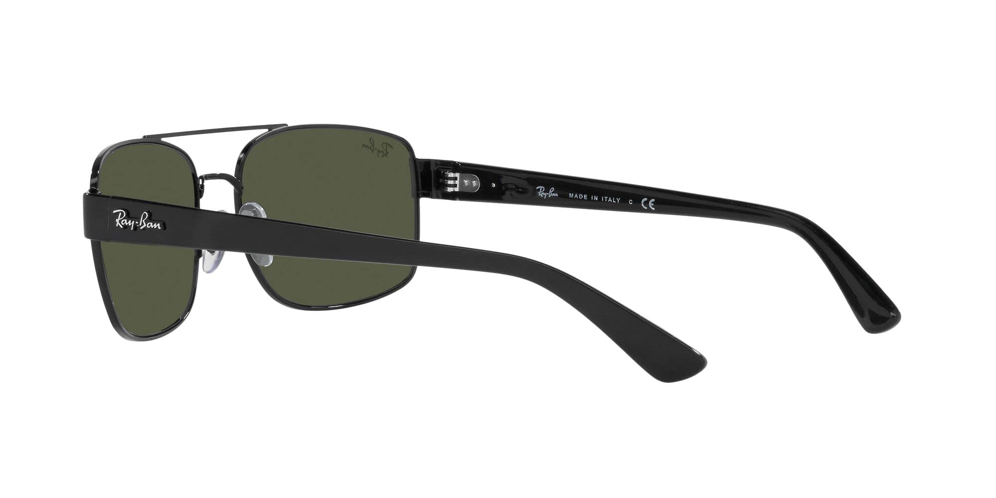 Ray-Ban Men's RB3687 Square Sunglasses, Black/Green, 61 mm