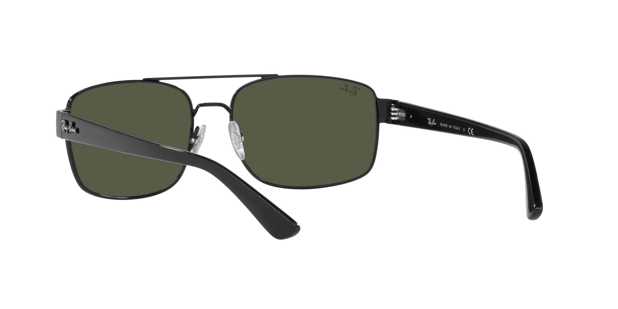 Ray-Ban Men's RB3687 Square Sunglasses, Black/Green, 61 mm