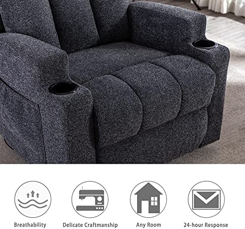 ANJ Massage Recliner Chairs with Cup Holders Breathable Fabric Manual Recliners with Heat for Living Room, Modern Reclining Single Sofas (Dark Grey)