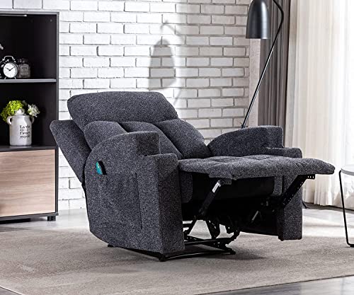 ANJ Massage Recliner Chairs with Cup Holders Breathable Fabric Manual Recliners with Heat for Living Room, Modern Reclining Single Sofas (Dark Grey)