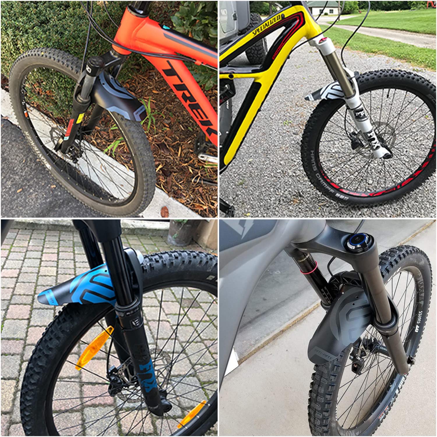 FIFTY-FIFTY 2-Pack Mountain Bike Fender, MTB Mudguard, Front and Rear Compatible Bicycle Mudguard, Fits 26", 27.5", 29", Plus Size and Fat Bike Wheel Sizes (Grey)