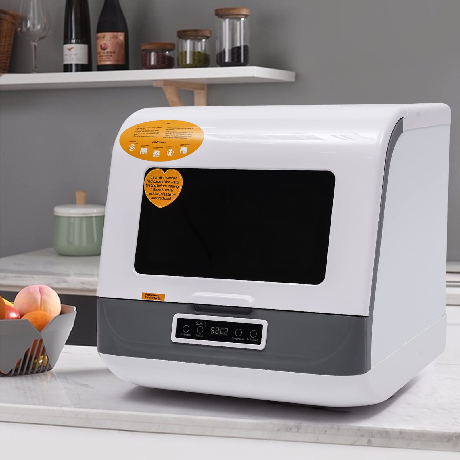 WINUS Portable Dishwasher, 5-Liter Built-in Water Tank Compact Portable Countertop Dishwasher 360° Streak-Free Deep