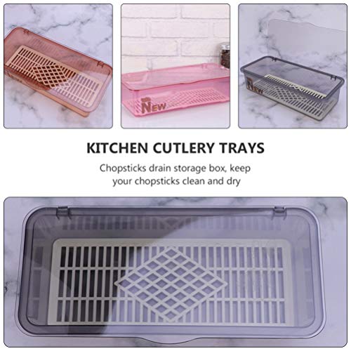 DOITOOL 3PCS Flatware Tray with Lid and Drainer, Tableware Utensil and Cutlery Drawer Organizer with Lid Covered Silverware Tray to Keeps Your Cutlery Organized and Protected ( Random Color )