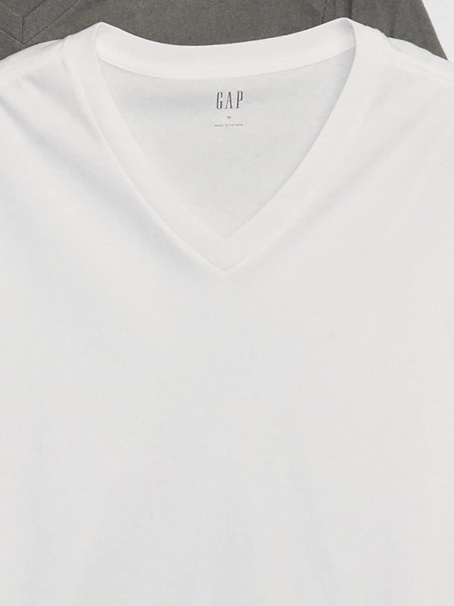 GAP Mens Everyday Short Sleeve V-Neck T-Shirt T Shirt, Black White Multi, X-Small US