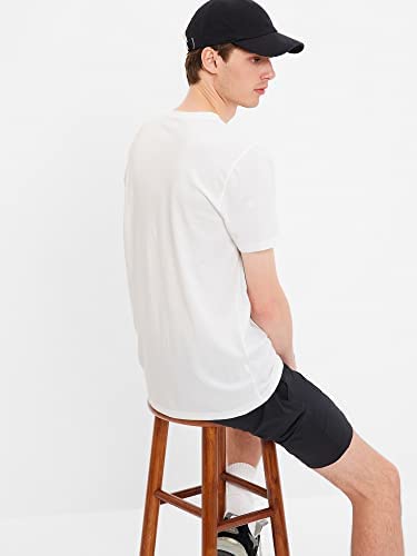 GAP Mens Everyday Short Sleeve V-Neck T-Shirt T Shirt, Black White Multi, X-Small US