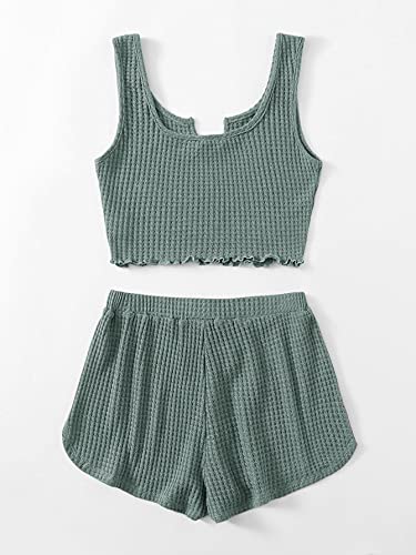 SOLY HUX Women's 2 Piece Sleeveless Crop Tank Top and Shorts Lounge Pajama Set Cami Shorts Sets SleepwearOutfits