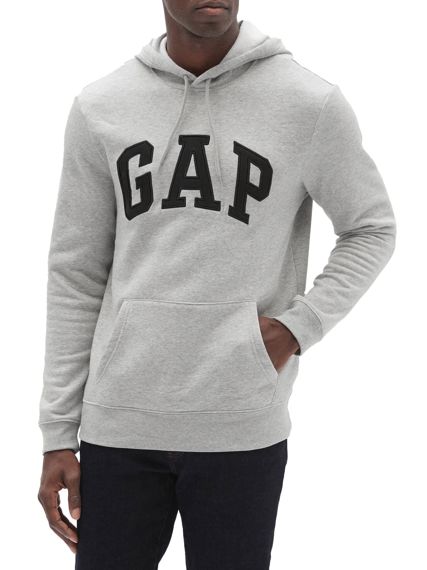 GAP mens Logo Fleece Hoodie Sweatshirt, Light Heather Grey, X-Small US