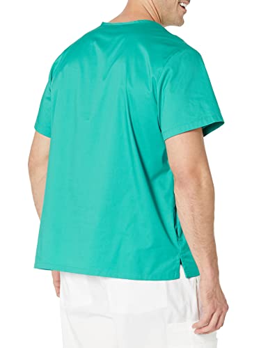 Amazon Essentials Men's V-Neck Scrub Top with Pockets, Emerald Green, Large