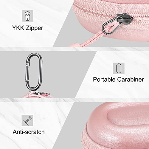 Fintie Carrying Case for Google Pixel Buds Pro 2 / Pro/A-Series/Buds 2 - Protective Hard EVA Shockproof Storage Portable Travel Cover Bag with Carabiner, Rose Gold