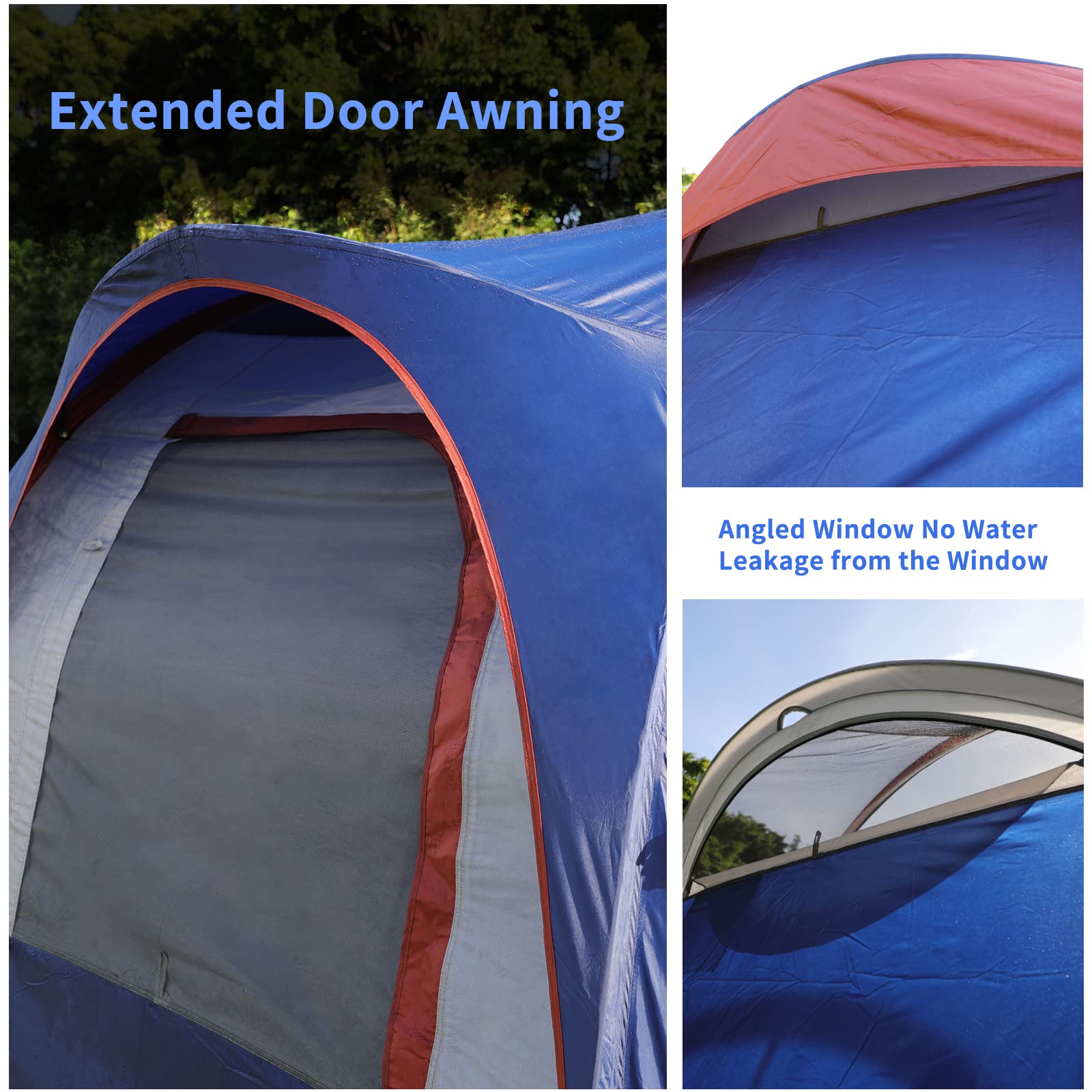 CAMPROS CP Tent 9 Person Camping Tents, Waterproof Windproof Family Tent with Top Rainfly, 4 Large Mesh Windows, Room Divider, Easy Set Up, Portable with Carry Bag - Blue