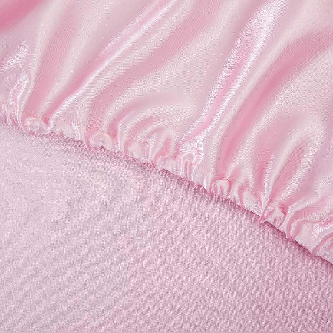 TREELY 4 Piece Satin Sheets Twin Size - Silky Smooth Pink Sheet Set With Deep Pocket, Fitted Sheet, Flat Sheet, 2 Pillowcases