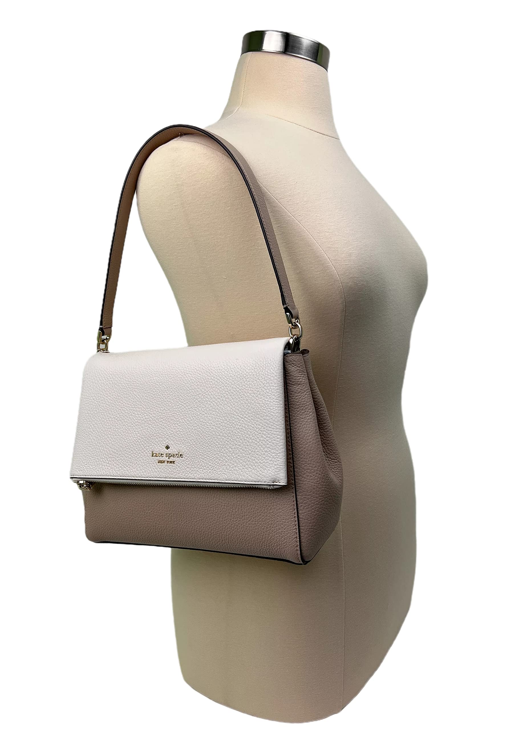 Kate Spade Leila Medium Pebbled Leather Shoulder Bag (Warm beige)