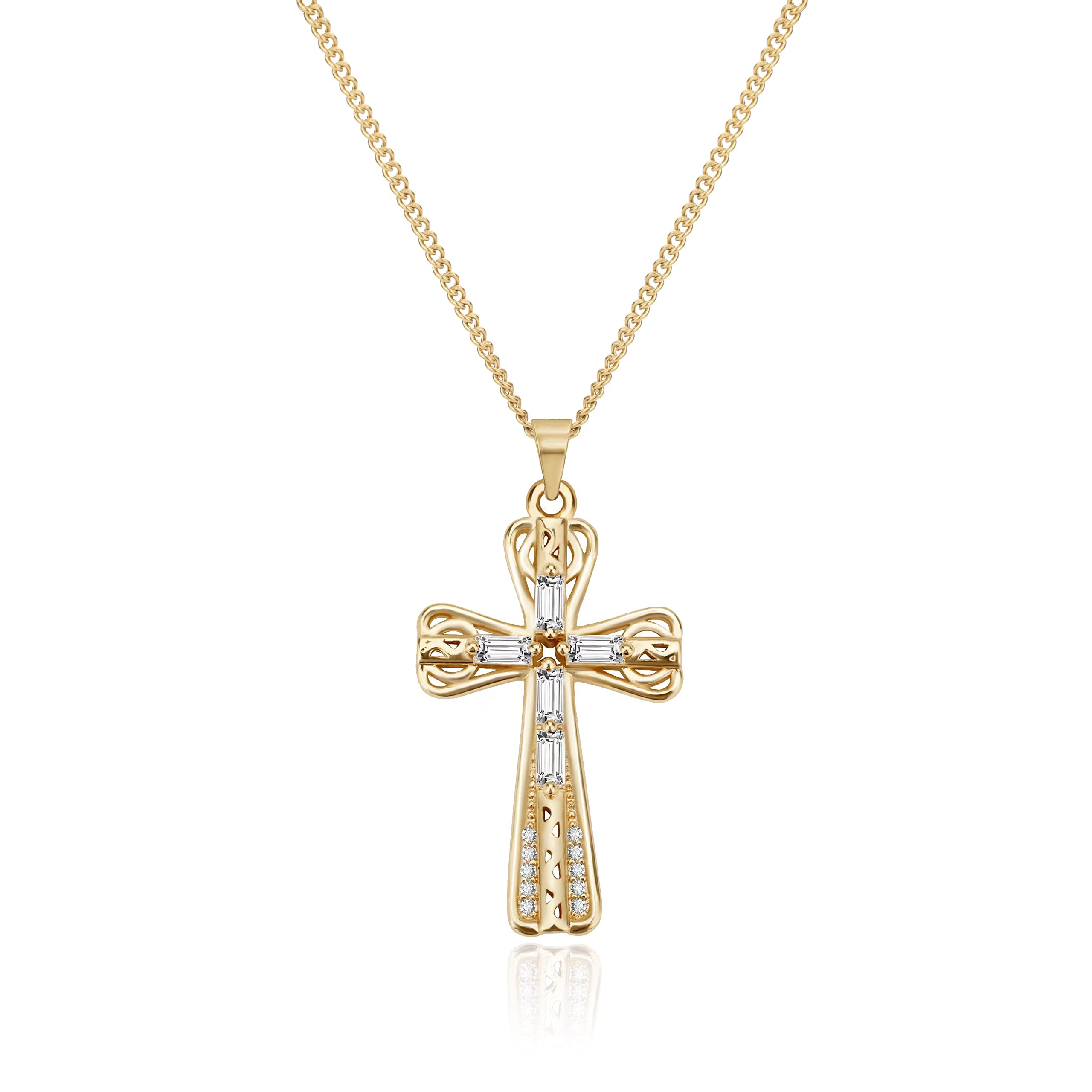 VAttract Cross Necklace for Women 18K Gold Plated Cross Pendant Choker Necklace