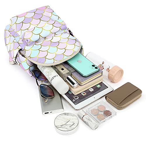 Yusudan Mermaid Mini Backpack for Women Girls, Small Backpack Purse for Teens Kids School Travel