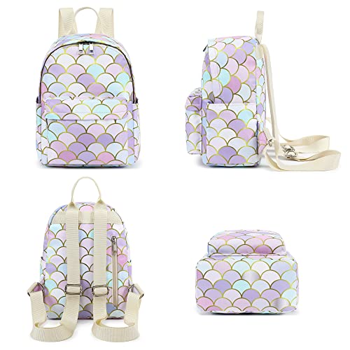 Yusudan Mermaid Mini Backpack for Women Girls, Small Backpack Purse for Teens Kids School Travel
