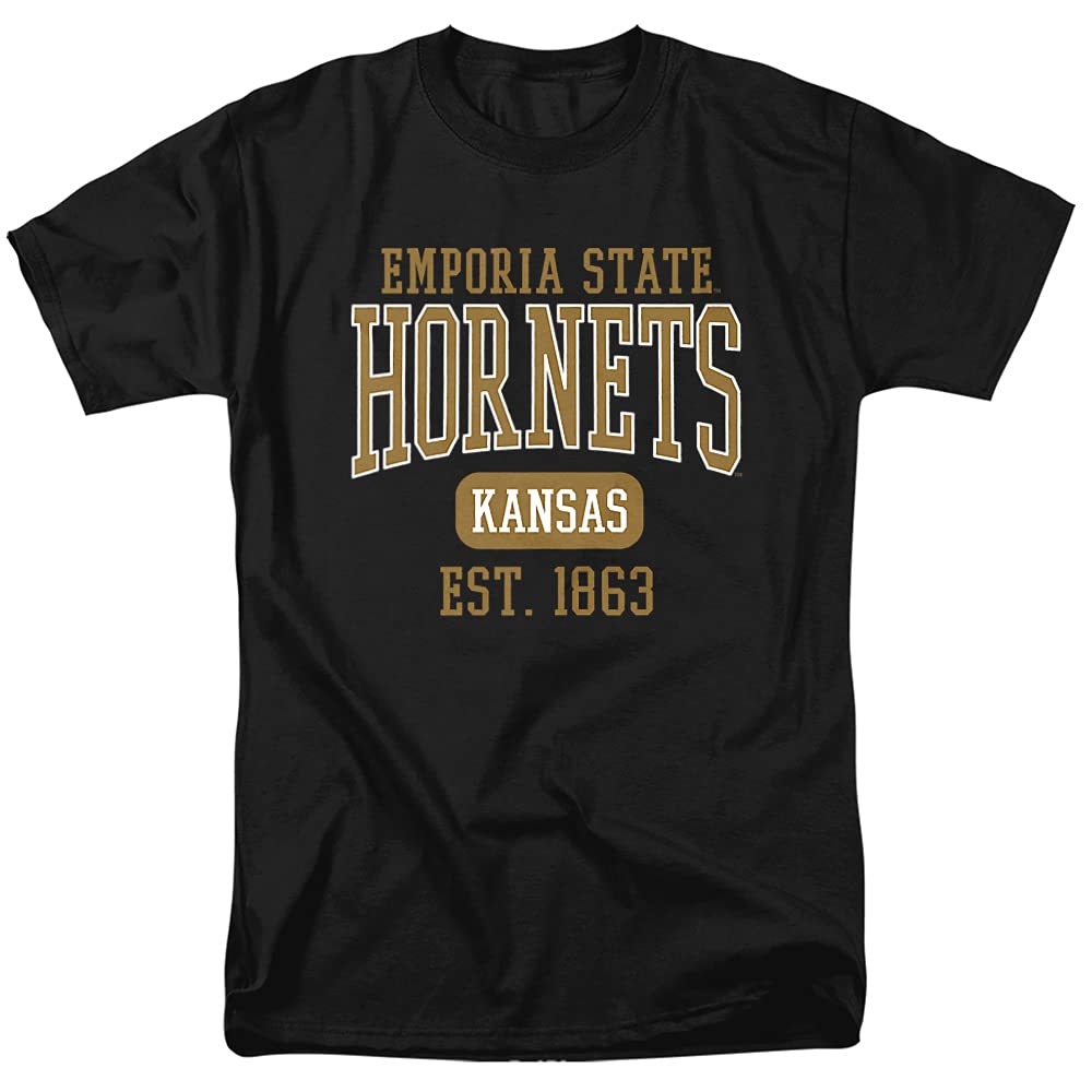 Emporia State University Official Est Date Short Sleeve Mens Cotton T-Shirt,Black, Large