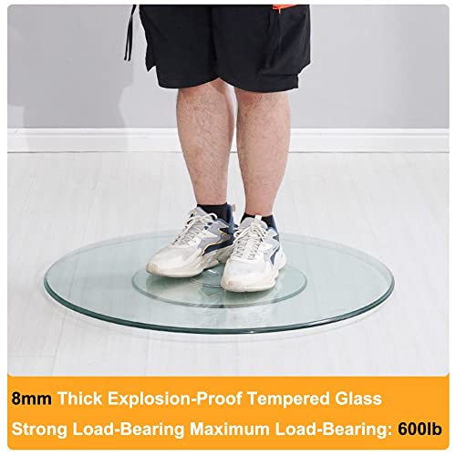 Keros 60cm/24in Glass Lazy Susan Turntable Kitchen Serving Plate, Dining Table Centerpiece For Home Office Birthday Parties, Heavy Duty Rotating Tray Tabletop Organizer 50cm/20in (Size : 60cm/24Inch)