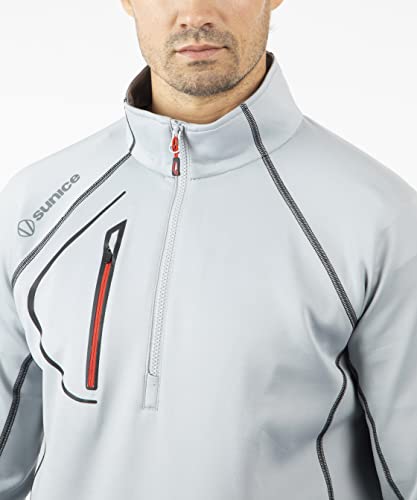 Sunice Allendale Men’s Half Zip Performance Pullover with Thermal Protection (Magnesium/Black, Small)