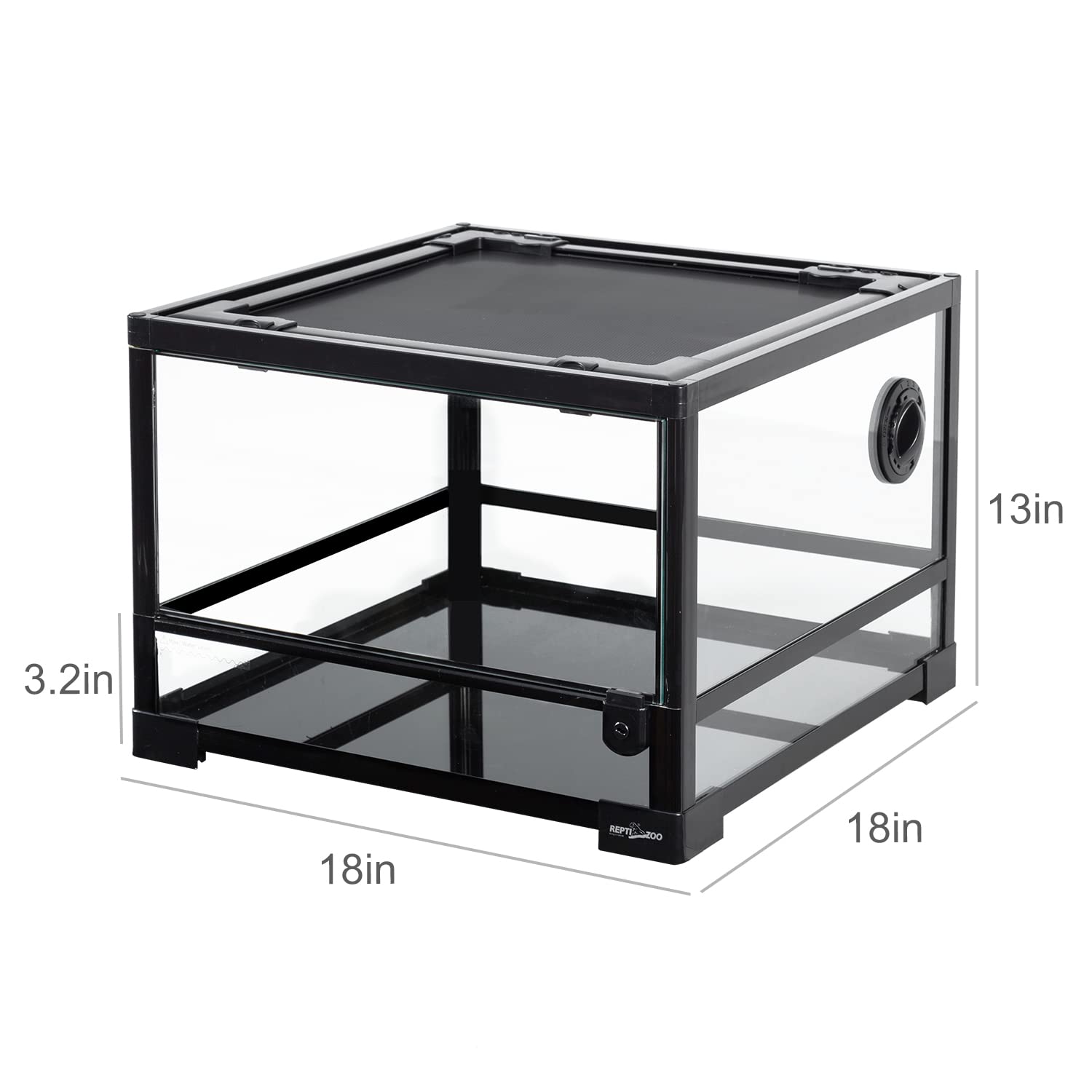 REPTIZOO 18 Gallon Glass Reptile Terrarium 18"x18"x12" Knock Down Reptile Tank with Front Opening Door,Reptile Enclosure for Leopard Gecko, Lizard, Tarantulas, Arboreal Frog