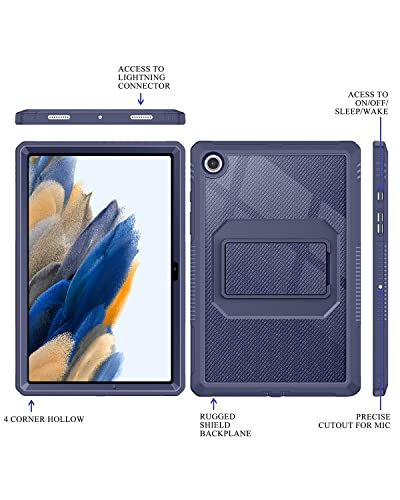 Supveco Case for Samsung Galaxy Tab A8 10.5 Inch 2022, Dual Layer Full Body Shockproof Protective Case with Built-in Screen Protector Cover for Galaxy Tab A8 10.5'' [SM-X200/X205/X207]-Dark Blue