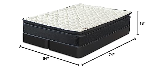 Treaton, 9-Inch Medium Firm Pillow Top Heavier Pocket Coil Hybrid Mattress, Motion Isolation with Durable Support, Bed 8" Split Wood Box Spring, Full, Black