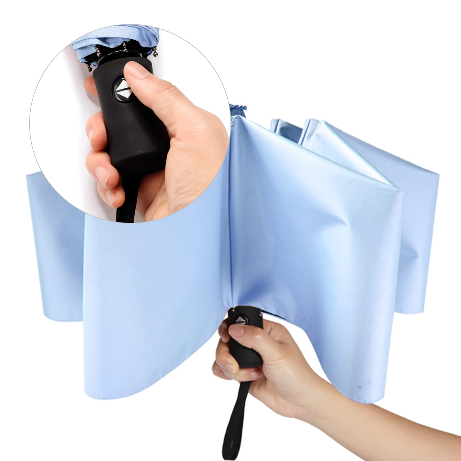 Shinok Travel Umbrella Compact Folding Sun Umbrellas Lighweight Auto Open Close for Women Parasol Blue