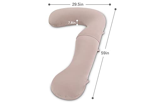 INSEN Pregnancy Pillow for Sleeping,Maternity Body Pillow for Pregnancy Women,Pregnancy Support Pillow for Back, Hip Pain, Apricot