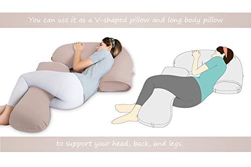 INSEN Pregnancy Pillow for Sleeping,Maternity Body Pillow for Pregnancy Women,Pregnancy Support Pillow for Back, Hip Pain, Apricot