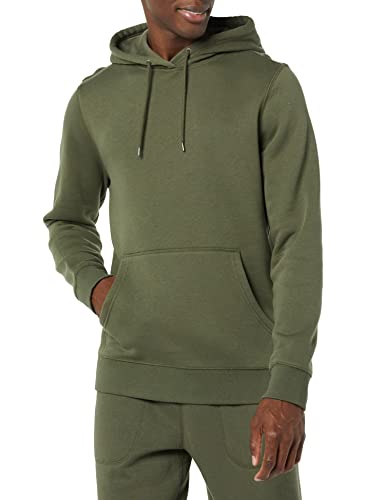 Goodthreads Men's Washed Fleece Pullover Hoodie, Olive, Large