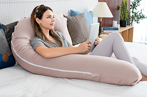 INSEN Pregnancy Pillow for Sleeping,Maternity Body Pillow for Pregnancy Women,Pregnancy Support Pillow for Back, Hip Pain, Apricot