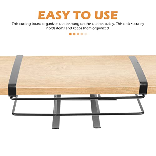 Luxshiny Under Cabinet Cutting Board Rack Stainless Steel Pot Lid Chopping Board Hanging Rack Pan Cover Holder Kitchen Storage Shelf Cabinet Organizer for Kitchen Black