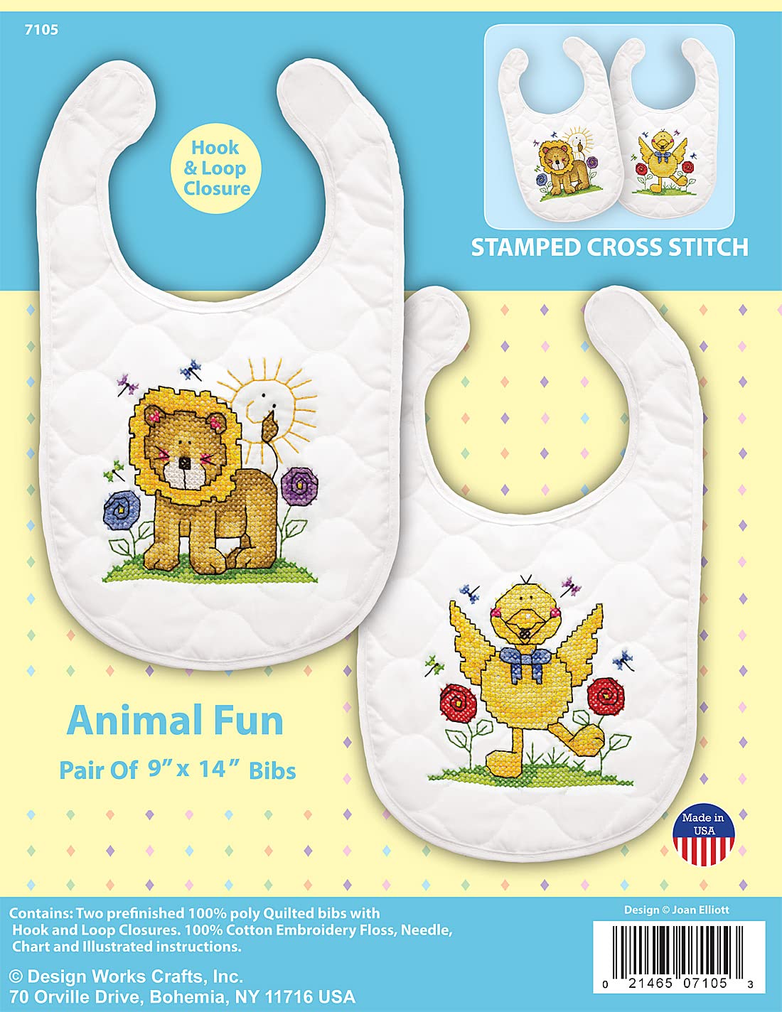 Design Works Crafts Janlynn Stamped for Cross Stitch Baby Bib Kit, ABC Fun