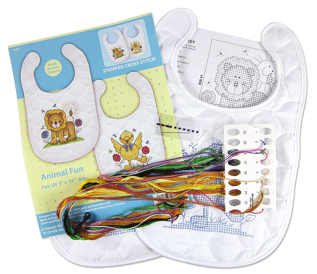 Design Works Crafts Janlynn Stamped for Cross Stitch Baby Bib Kit, ABC Fun