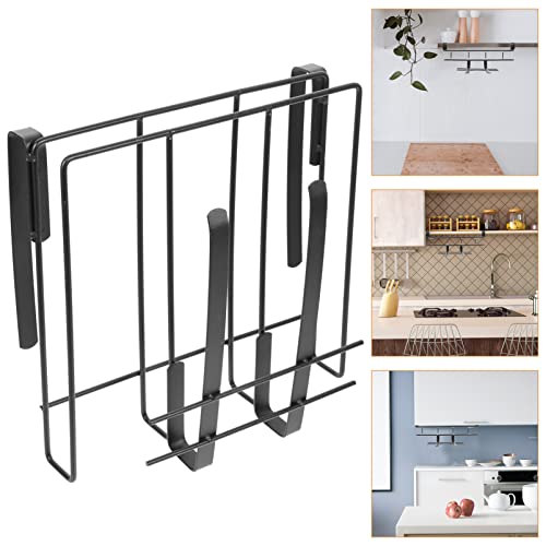 Luxshiny Under Cabinet Cutting Board Rack Stainless Steel Pot Lid Chopping Board Hanging Rack Pan Cover Holder Kitchen Storage Shelf Cabinet Organizer for Kitchen Black