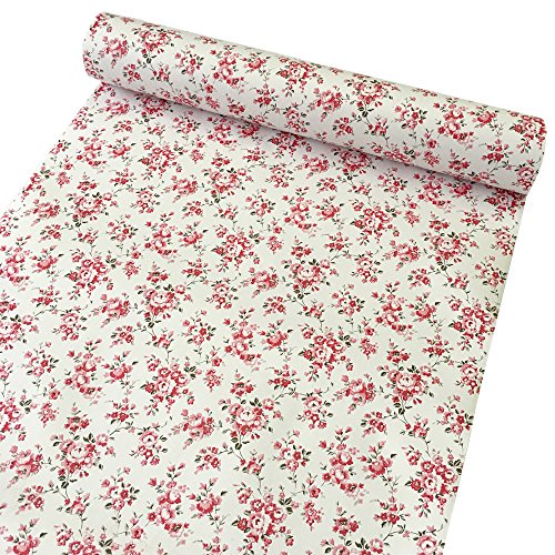 SimpleLife4U Rural Floral Shelving Paper Decorative Self-Adhesive Shelf Liner Drawer Cabinet Sticker 17.7 Inch by 9.8 Feet