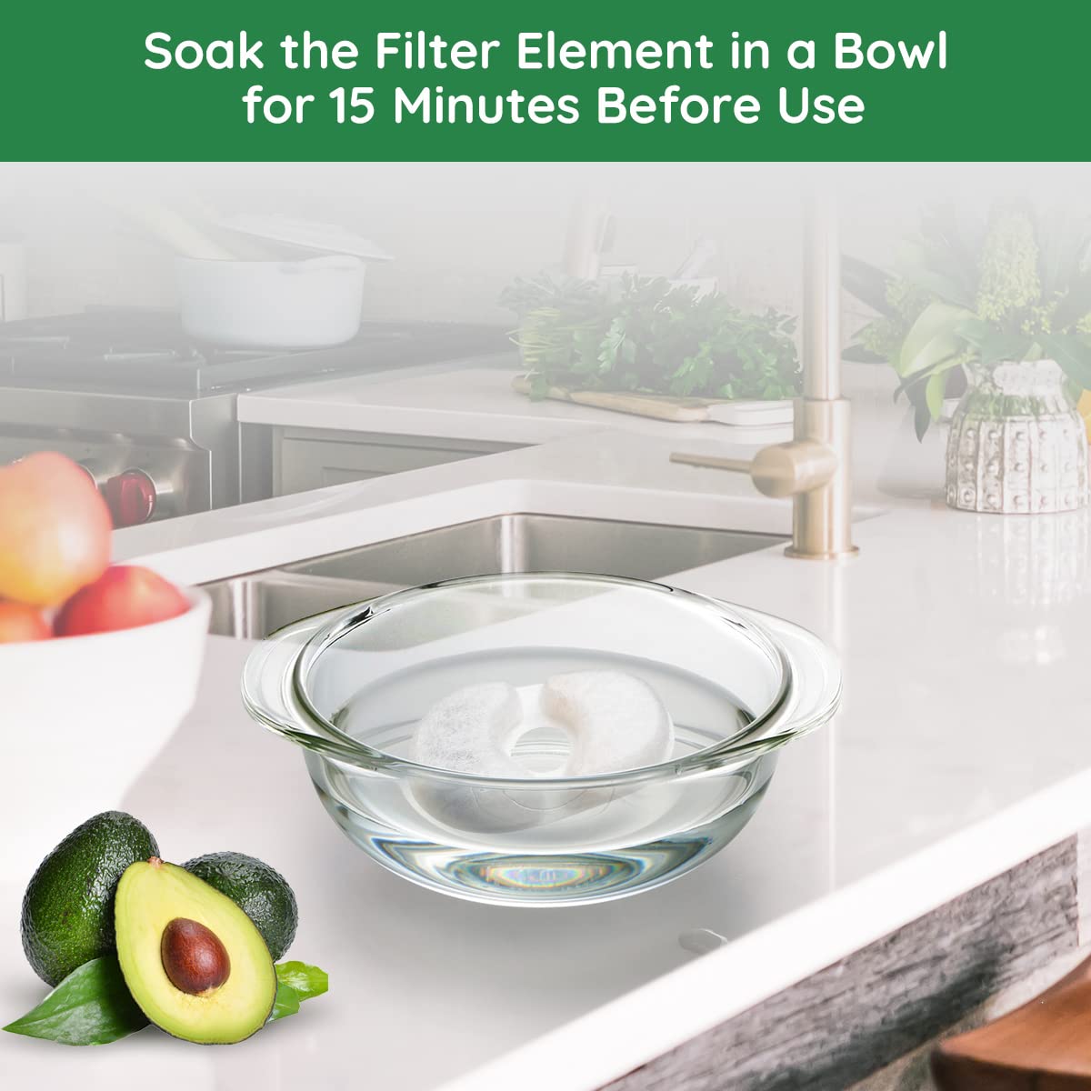 Awpland Cat Water Fountain Filters Set, 3 Pairs Replacement Filters and Water Pump Filter Cotton, Avocado Fountain with Quadruple Filteration System for Pet Drinking Health, Value Pack