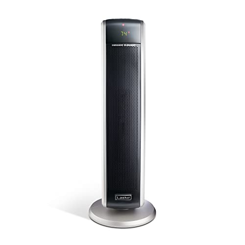 Lasko 29” Ceramic Tower Heater for Large Rooms, Whole Room Heating with Oscillation, Overheat Protection, Digital Display, Timer, Remote Control, 1500W, Black, 5586