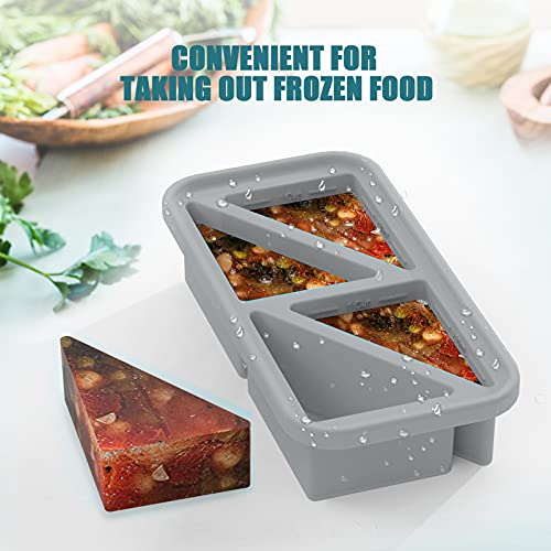 Silicone Freezer Tray with Lid - Food Storage Container, Makes 2 Perfect Portions 2 Cup Cube Portion, Ice Cube Tray for Soup Sauce Meal Prep, Molds Soup Trays with Date Slider BPA Free -1 Pack