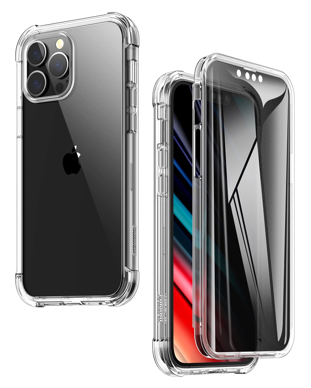 SURITCH Clear Case for iPhone 13 Pro Max (Only) 6.7-inch, [Privacy Screen Protector] Full Body Protection Bumper Shockproof Rugged Cover for iPhone 13 Pro Max -(Clear)
